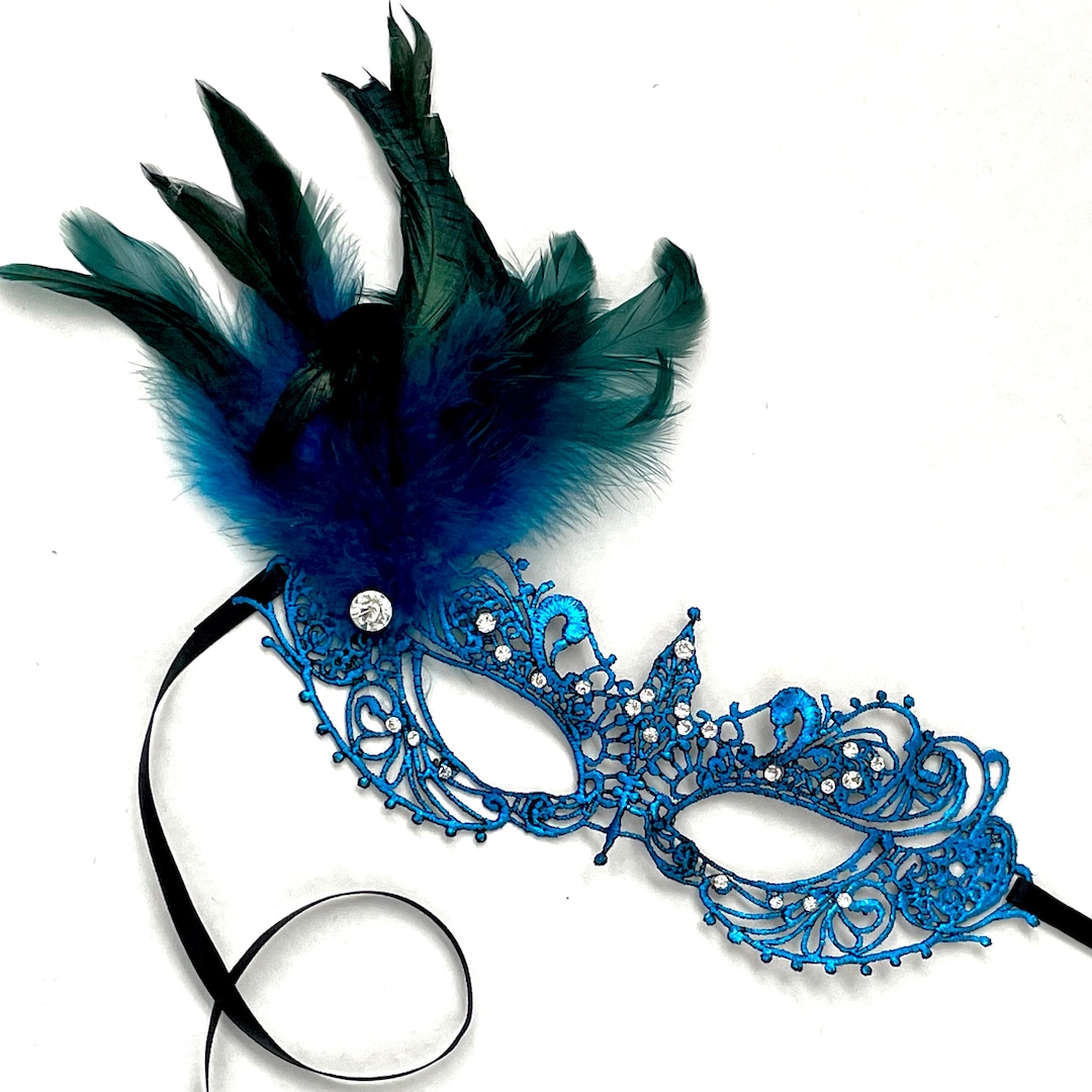 Blue Feather Masquerade Mask: Women's Party Mask - Etsy