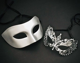 White Silver Masquerade Mask Women Mask Ball Party Mask | Etsy