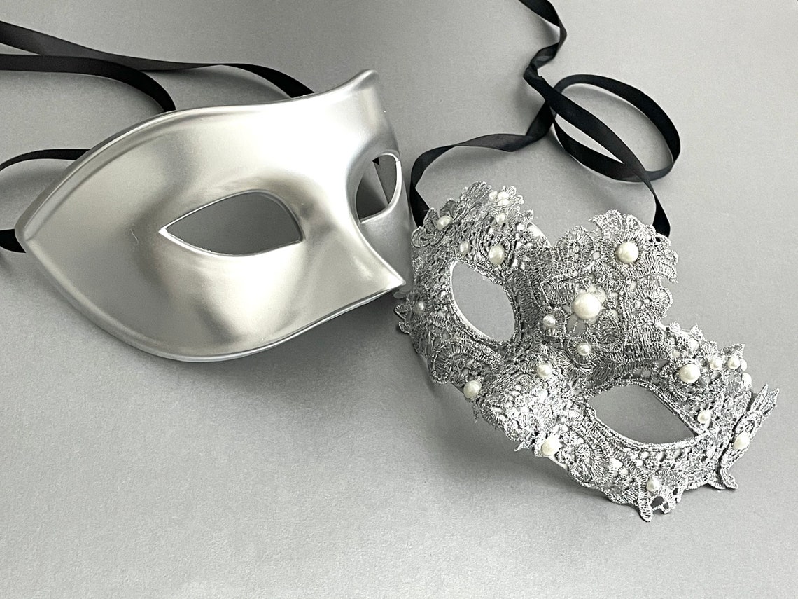 Silver Masquerade Mask Lace Pearls Mask Wedding Mask Ball - Etsy