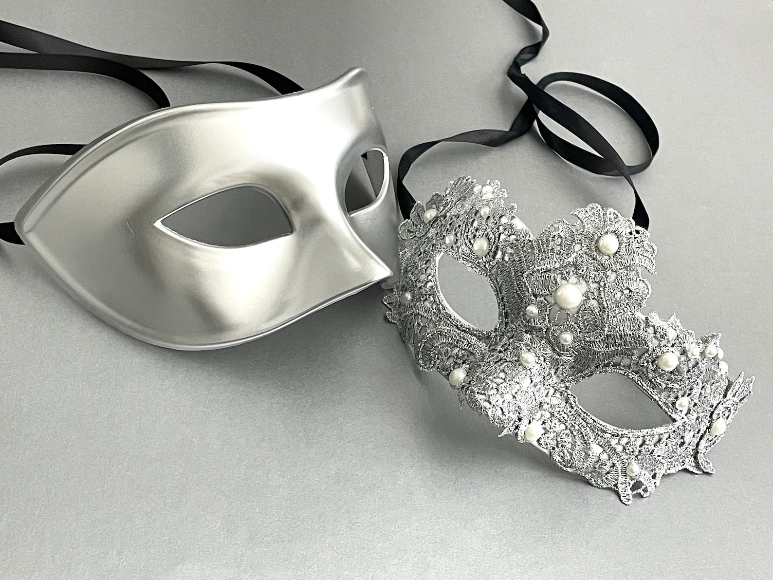 Silver Masquerade Mask Lace Pearls Mask Wedding Mask Ball - Etsy