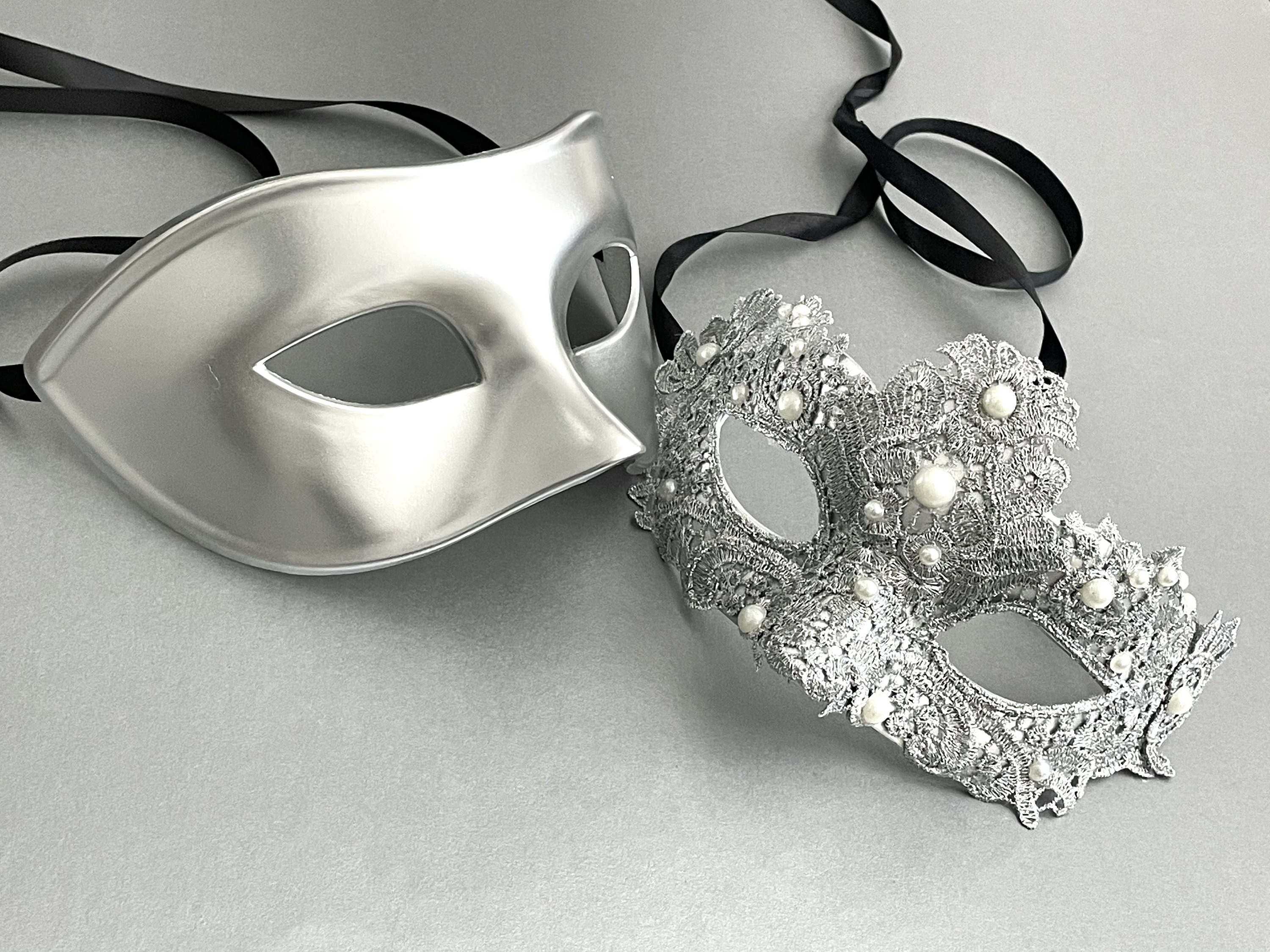 Silver Masquerade Mask: Lace & Pearl Wedding Masks - Etsy