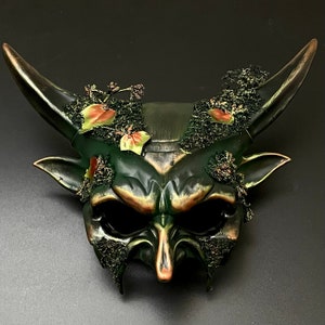 Forest Masquerade Mask: Olive Green Horned Party Mask - Etsy