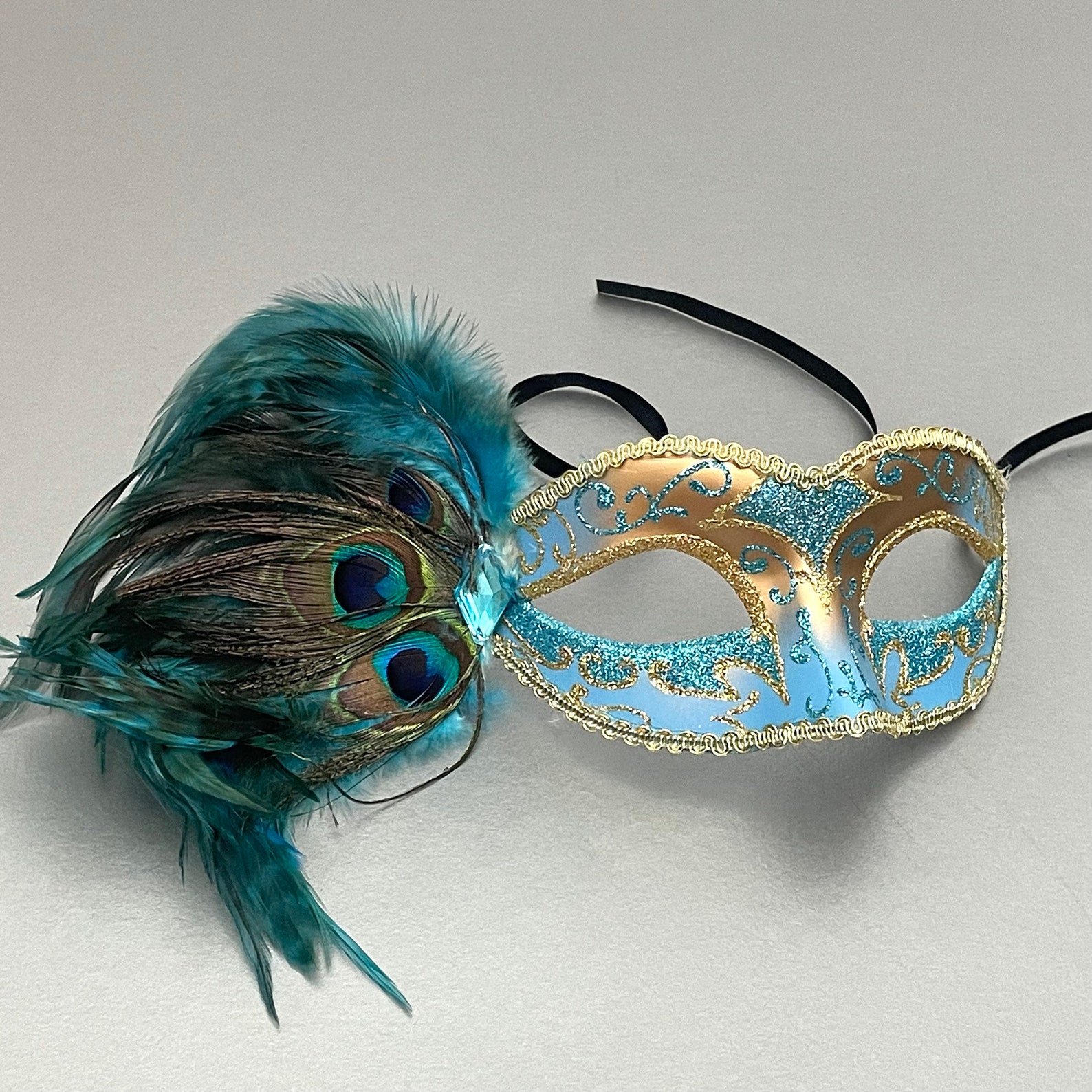 Turquoise Masquerade Mask, Women Mask, Feather Mask, Ball Mask ...