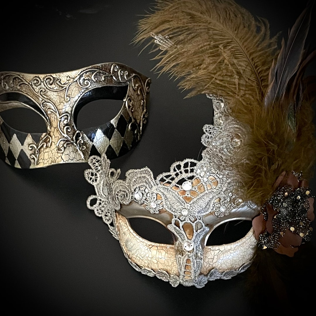 Silver Masquerade Mask, Women Feather Mask, Women Mask, Ball Mask ...