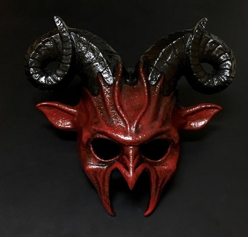 Black Red Masquerade Mask Halloween Mask Devil Mask Animal | Etsy