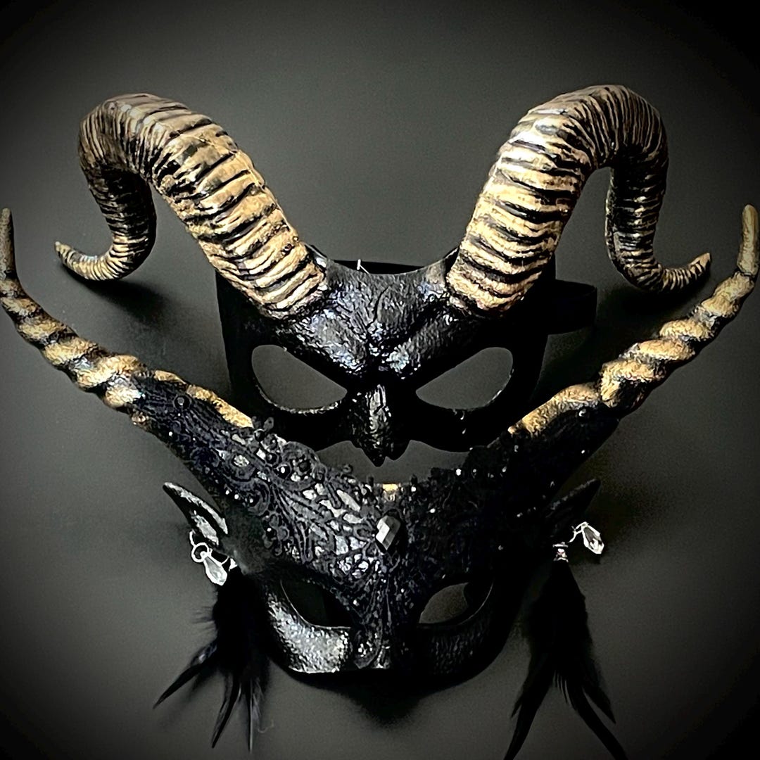 Black & Gold Devil Mask: Halloween Masquerade Party - Etsy