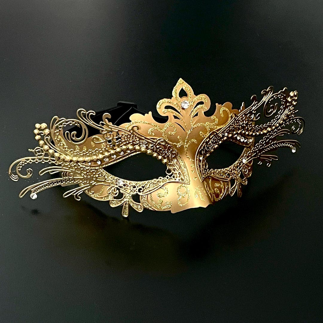 Gold Rhinestone Masquerade Mask: Women's Metal Ball Mask - Etsy