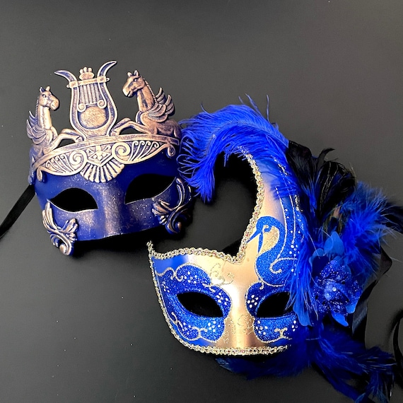 Royal Blue And Gold Masquerade Masks