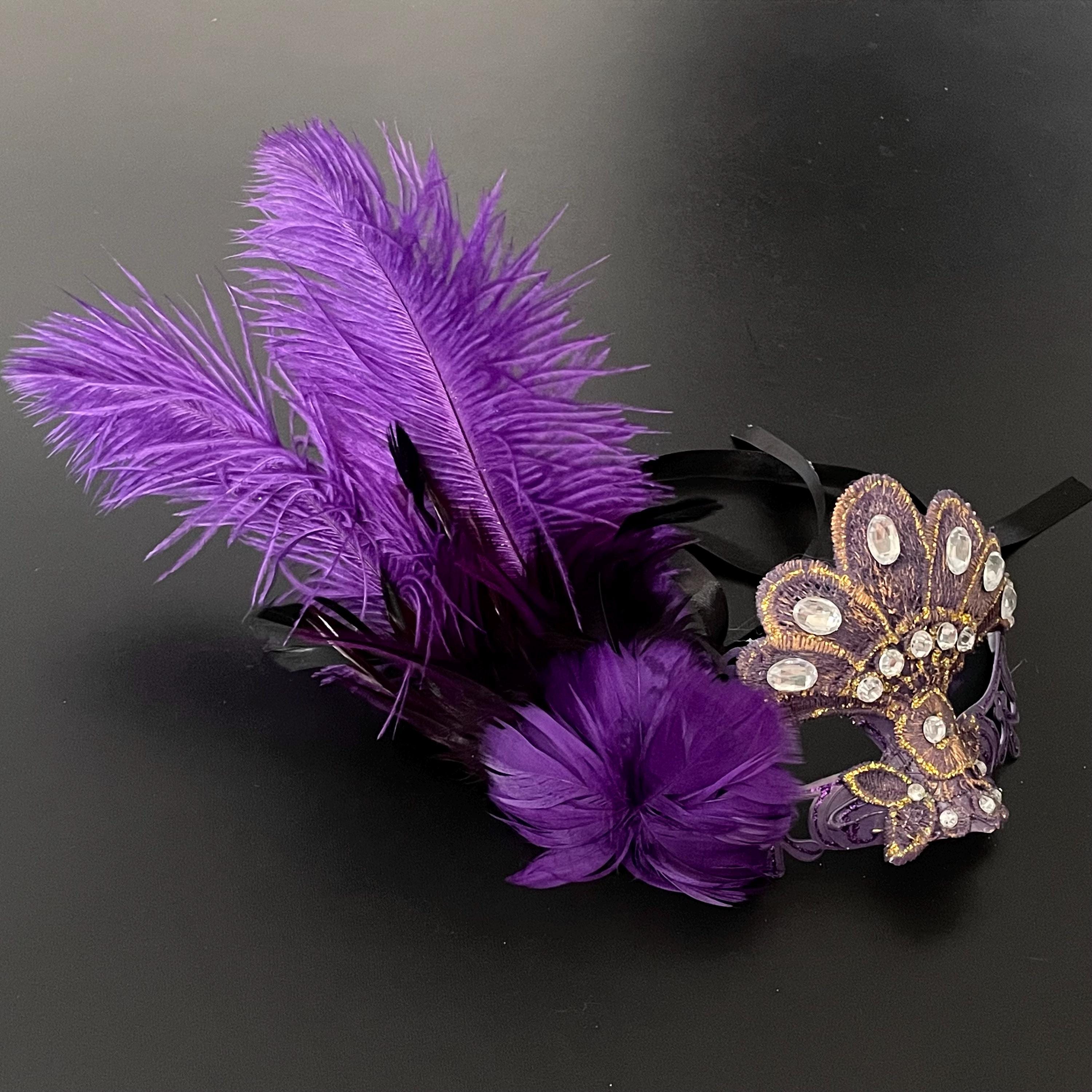 Purple Masquerade Mask, Women Mask, Feather Mask, Wedding Mask ...