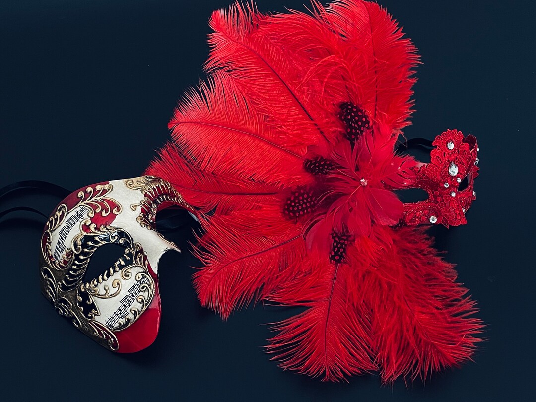 Red Feather Masquerade Mask: Elegant Ball Party Mask - Etsy