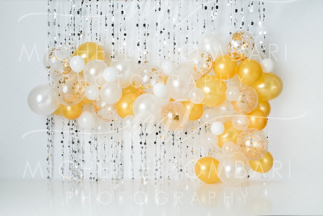 Gold Balloon Garland >> Digital Backdrop for Photography Composite ...
