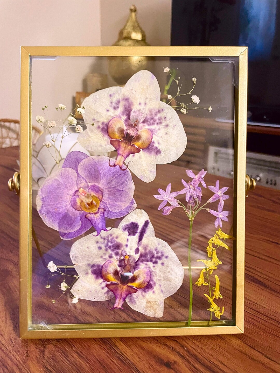 Pressed Flower Frame With Real Orchids - Etsy