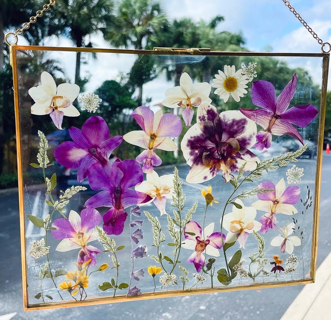 Pressed Flower Frame Real Orchids - Etsy