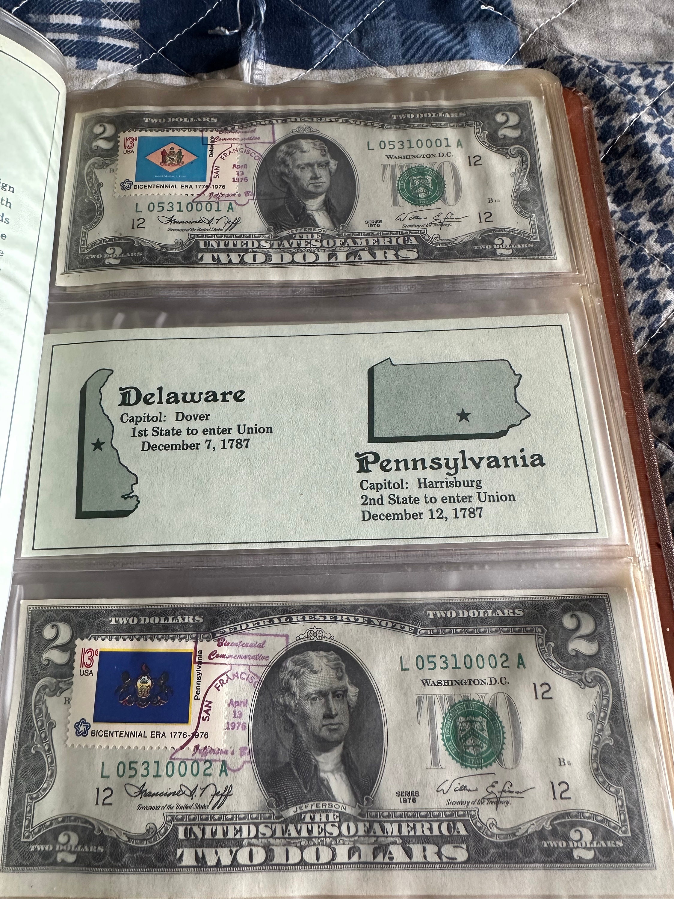 1976 Bicentennial 2 Dollar Bill and State Stamp Collection - Etsy