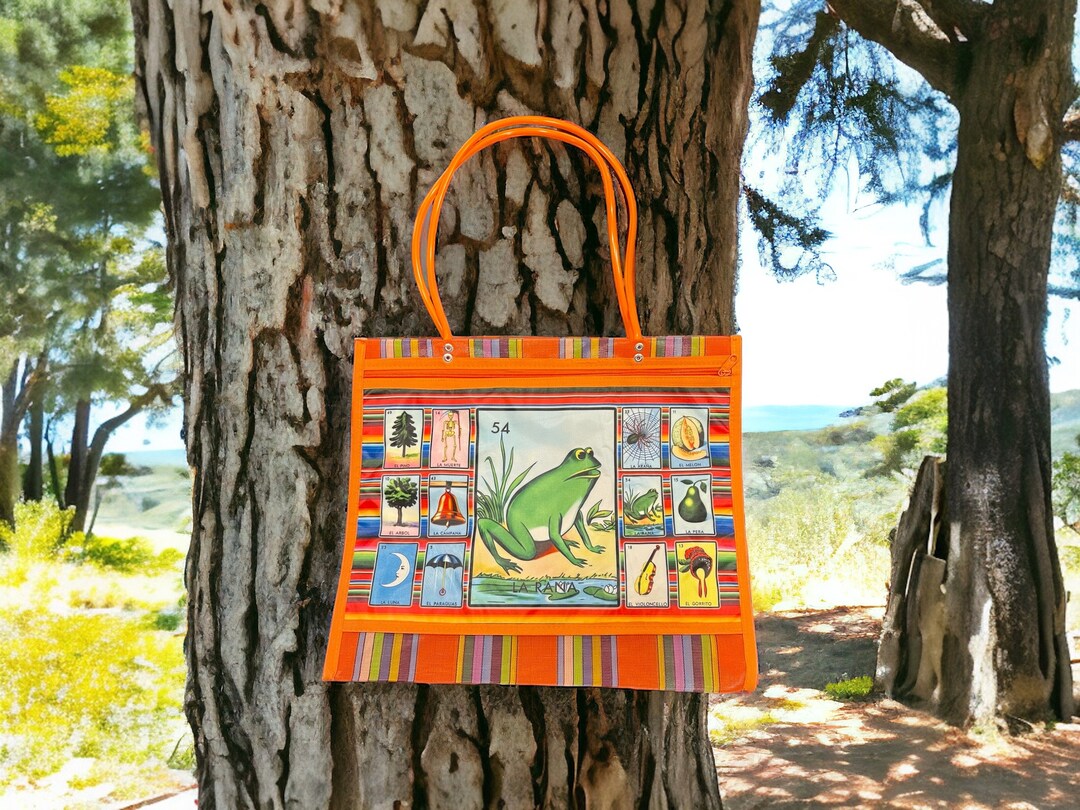 Large Loteria La Rana Mesh Market Bag, Lotería Recycle Mesh Grocery Bag ...