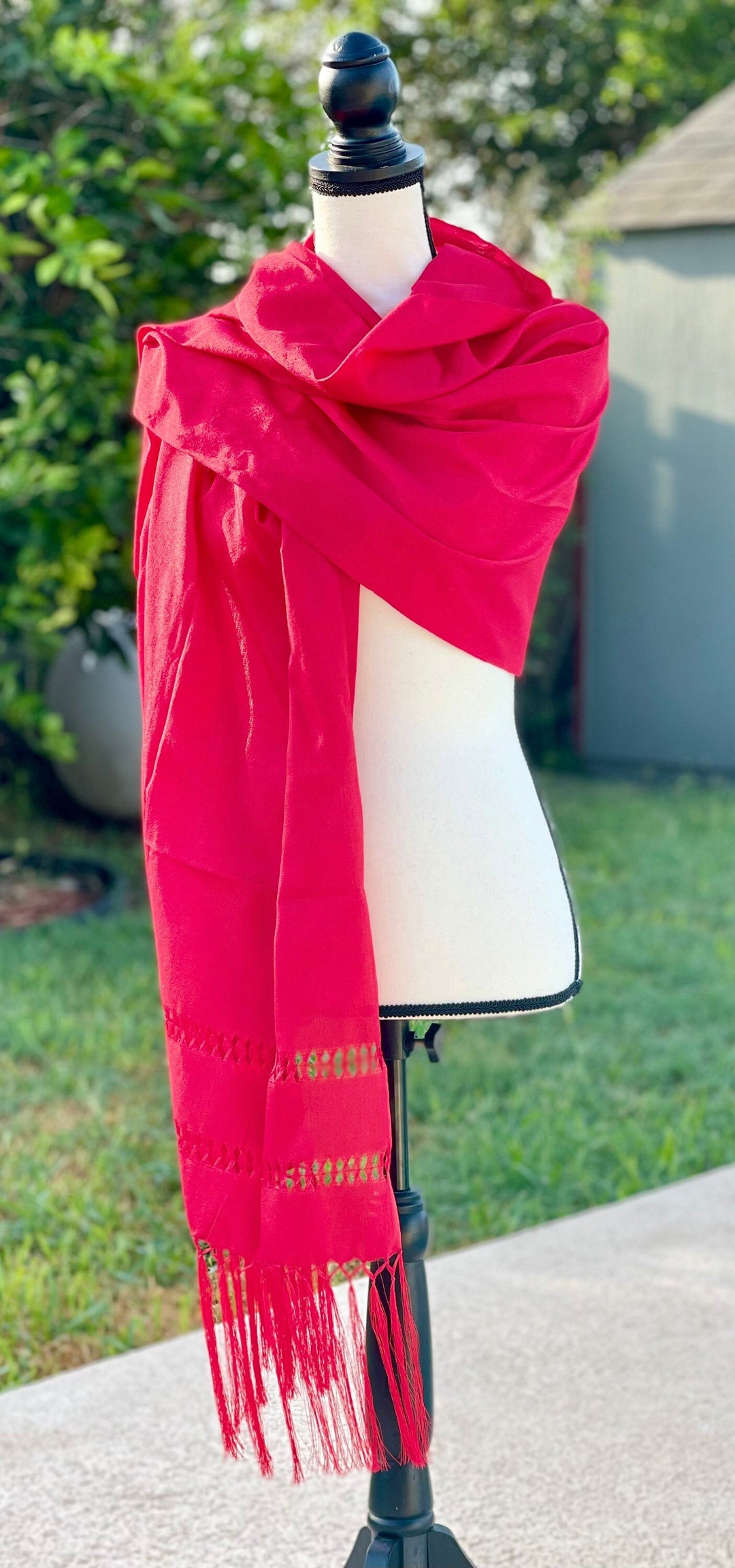 Rebozos Mexicanos, Mexican Shawl, Rebozo Scarf/red Scarf/tassel Scarf ...