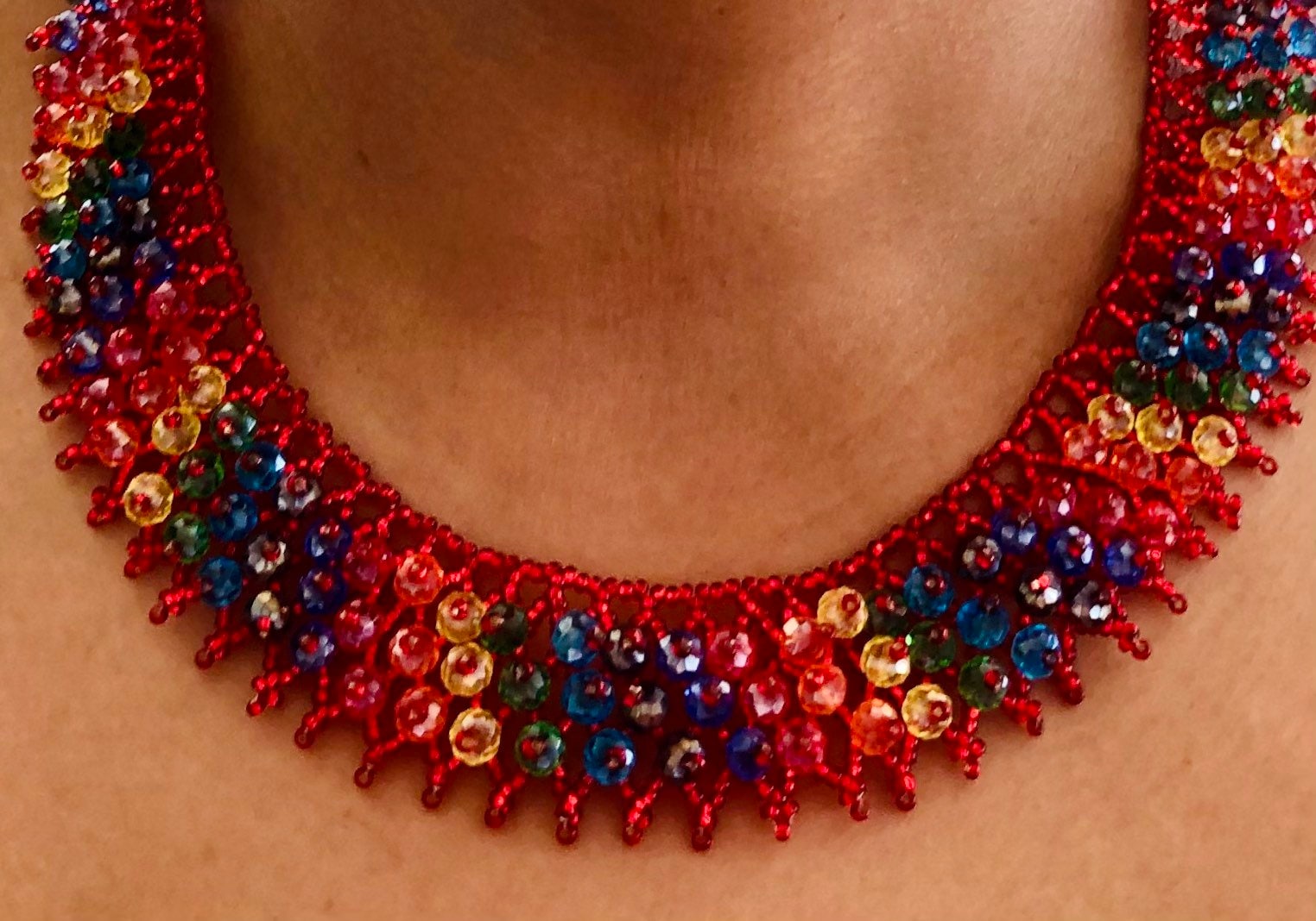 Handmade Artisanal Chaquira Choker/Glass Beaded Choker/Huichol | Etsy