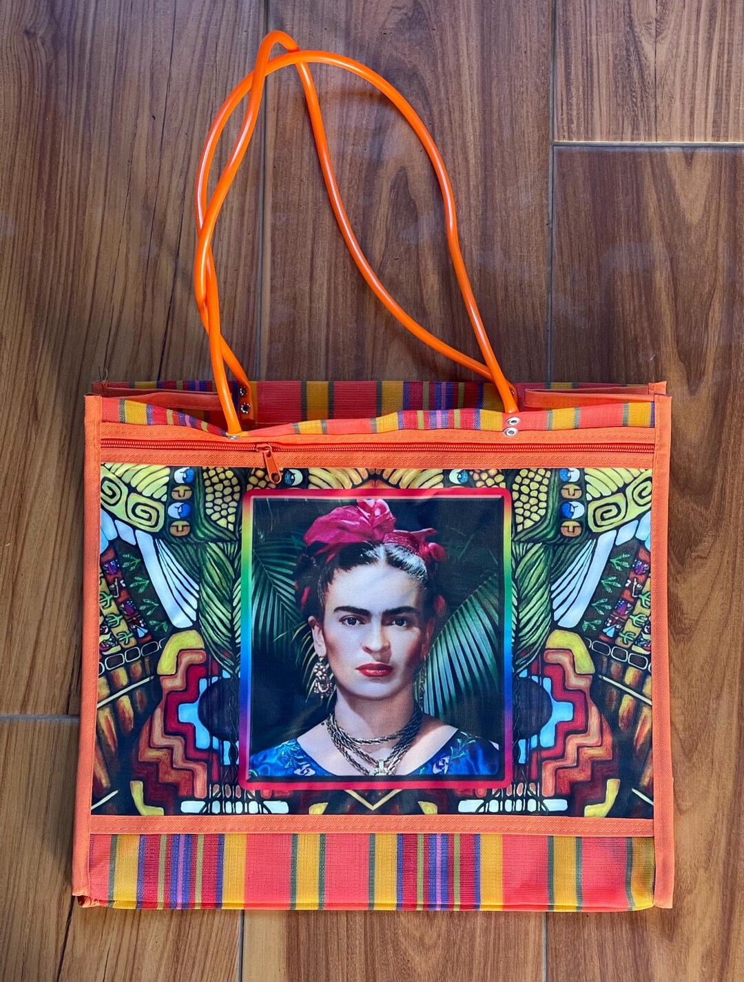 Frida Kahlo Large Orange Mesh Market Bag/frida Kahlo Recycle Mesh Grocery Bag/multi-purpose Tote ...