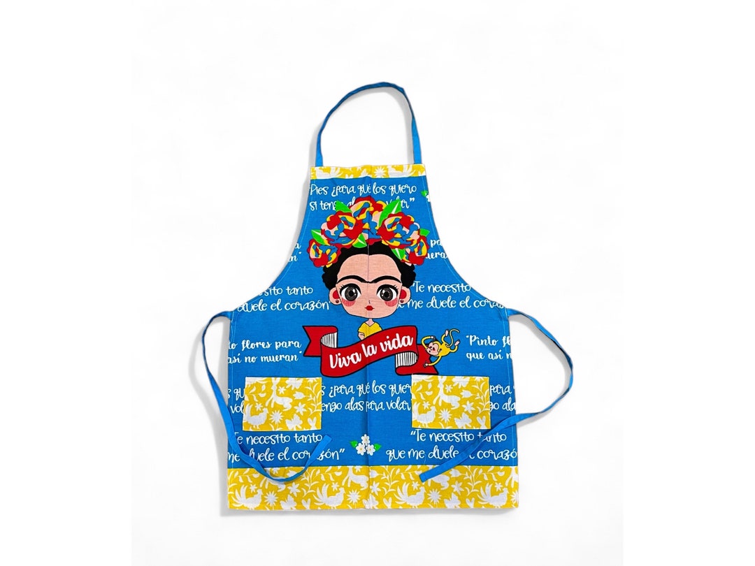 Frida Kahlo Apron: Yellow & Blue Mexican Kitchen Apron - Etsy