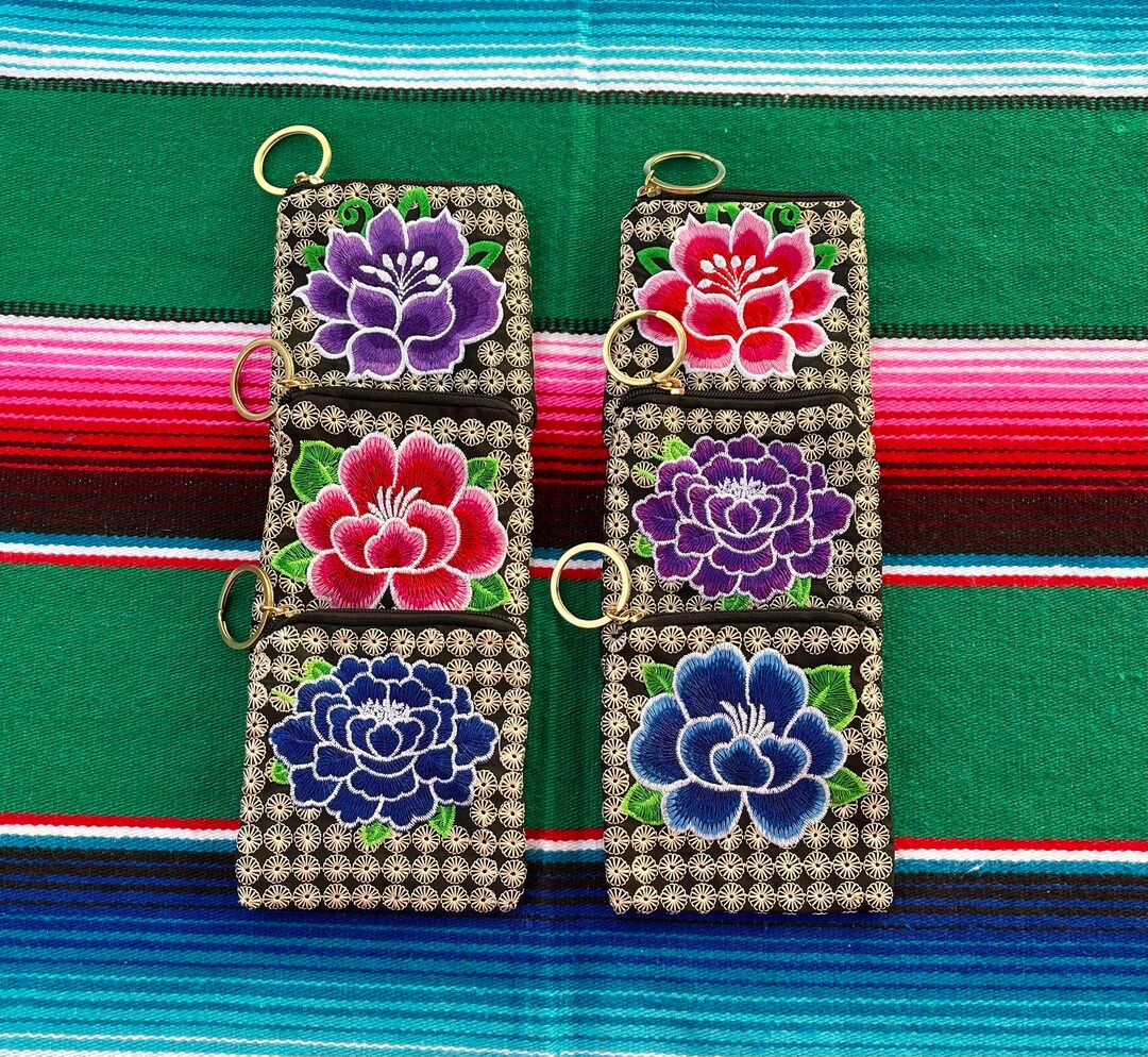 Embroidered Mexican Coin Bag,travel Coin Bag,mexican Floral Coin Bag ...