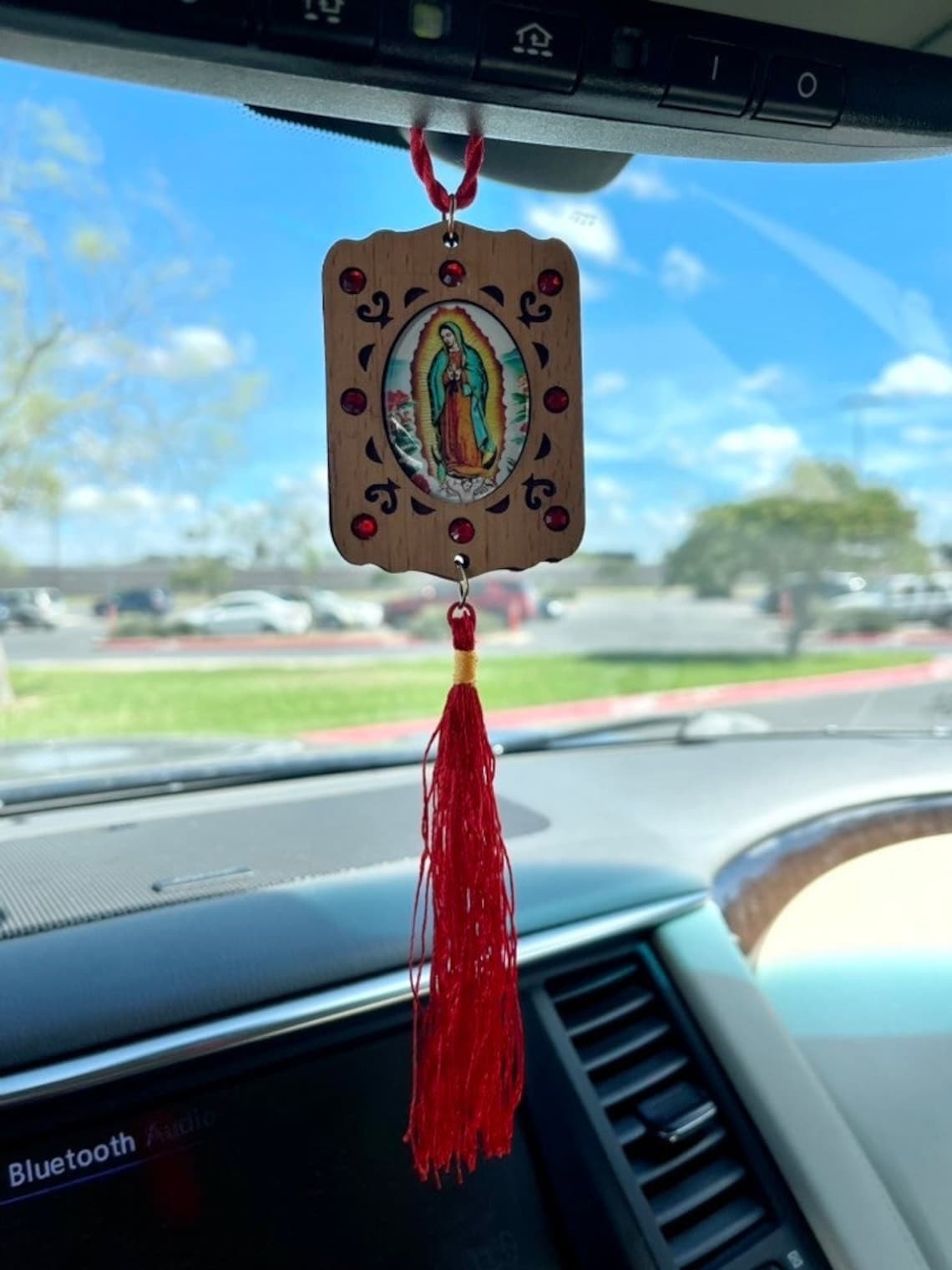 Wooden Our Lady of Guadalupe Rearview Mirror Tassel - Etsy