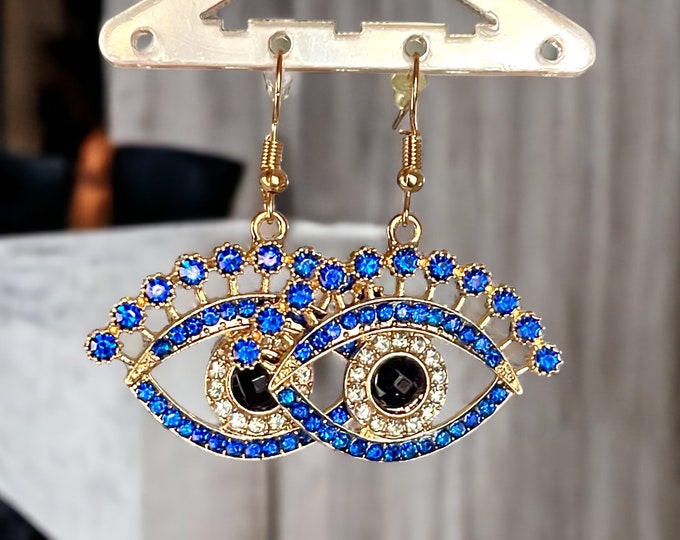 Blue Evil Eye Dangle Earrings//evil Eye Protection Jewelry/blue ...