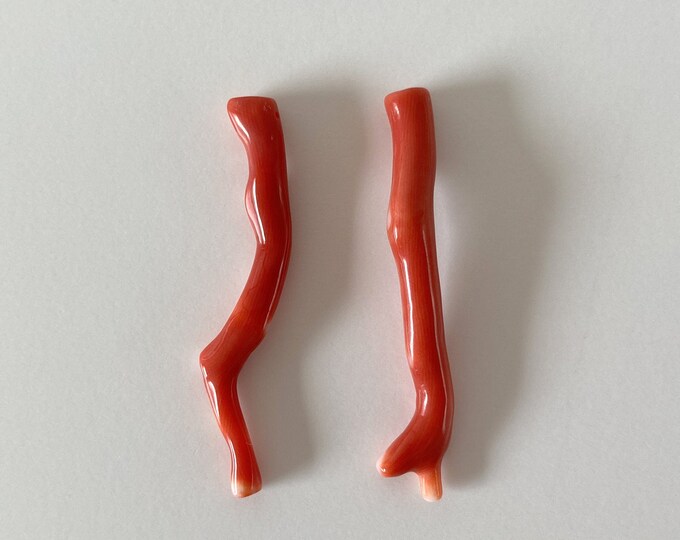 Natural Japanese Momo Coral Branches, Set of 2pcs, Natural Orange Color ...