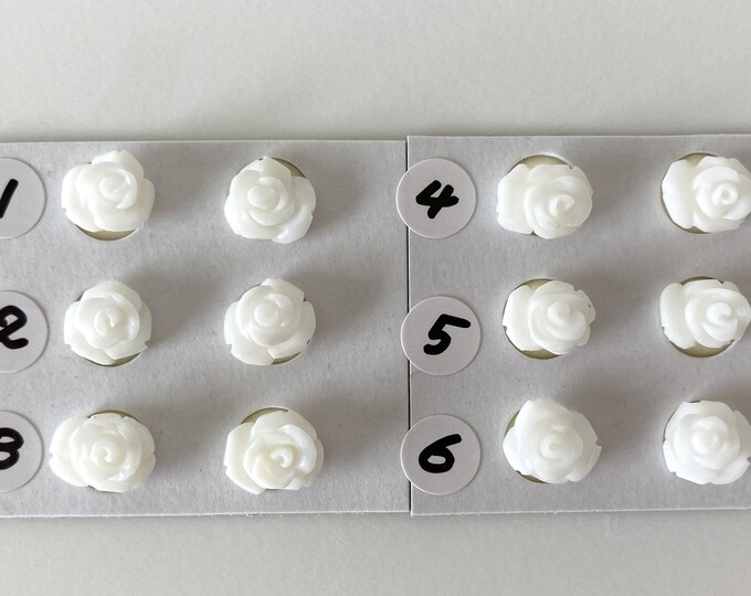 Natural White Coral Rose Carving Pair Loose, White Color Coral Rose ...