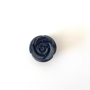 Jet Rose Carving Loose, 20mm Diameter With Off-center Drilled Full Hole ...