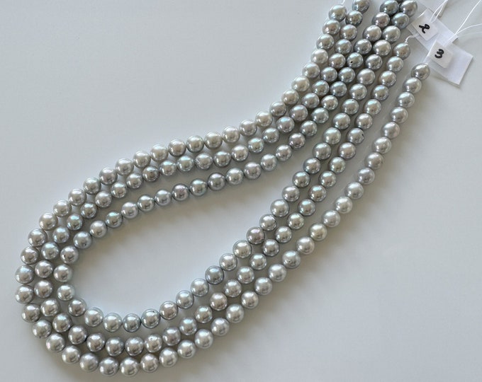 7-7.5mm Japanese Akoya Pearl Beads, Blue/silver Color Pearl (cobalt ...