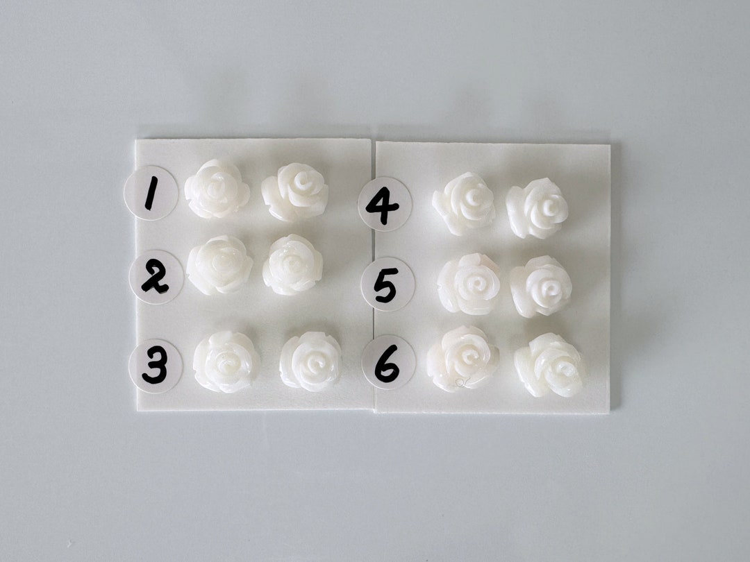 Natural White Coral Rose Carving Pair Loose, White Color Coral Rose ...
