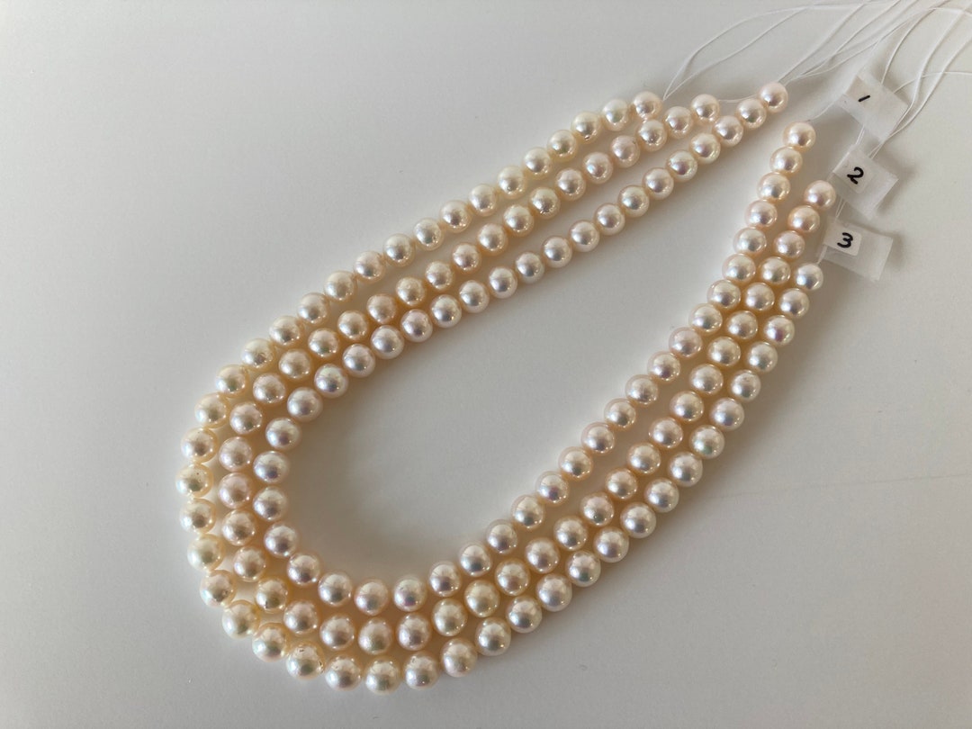 9-9.5mm Japanese Cream White Akoya Pearl, Genuine Akoya Pearl, Full ...