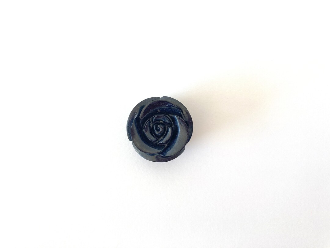 Jet Rose Carving Loose, 20mm Diameter With Off-center Drilled Full Hole ...