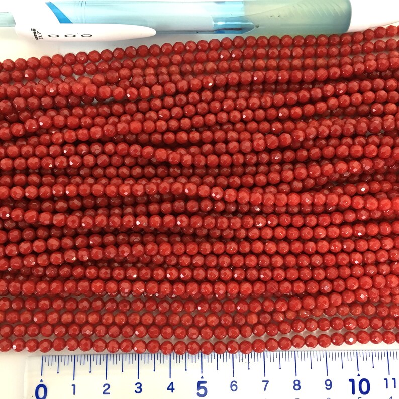 Red Bamboo Coral 4mm Faceted Beads Strands Cut Beads Strands - Etsy