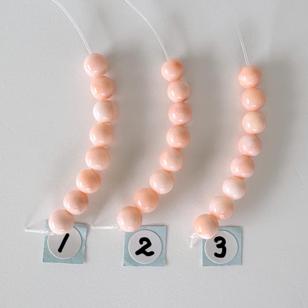 Short Strand (8pcs) of Natural Pink Coral (miss Coral) Round Beads ...
