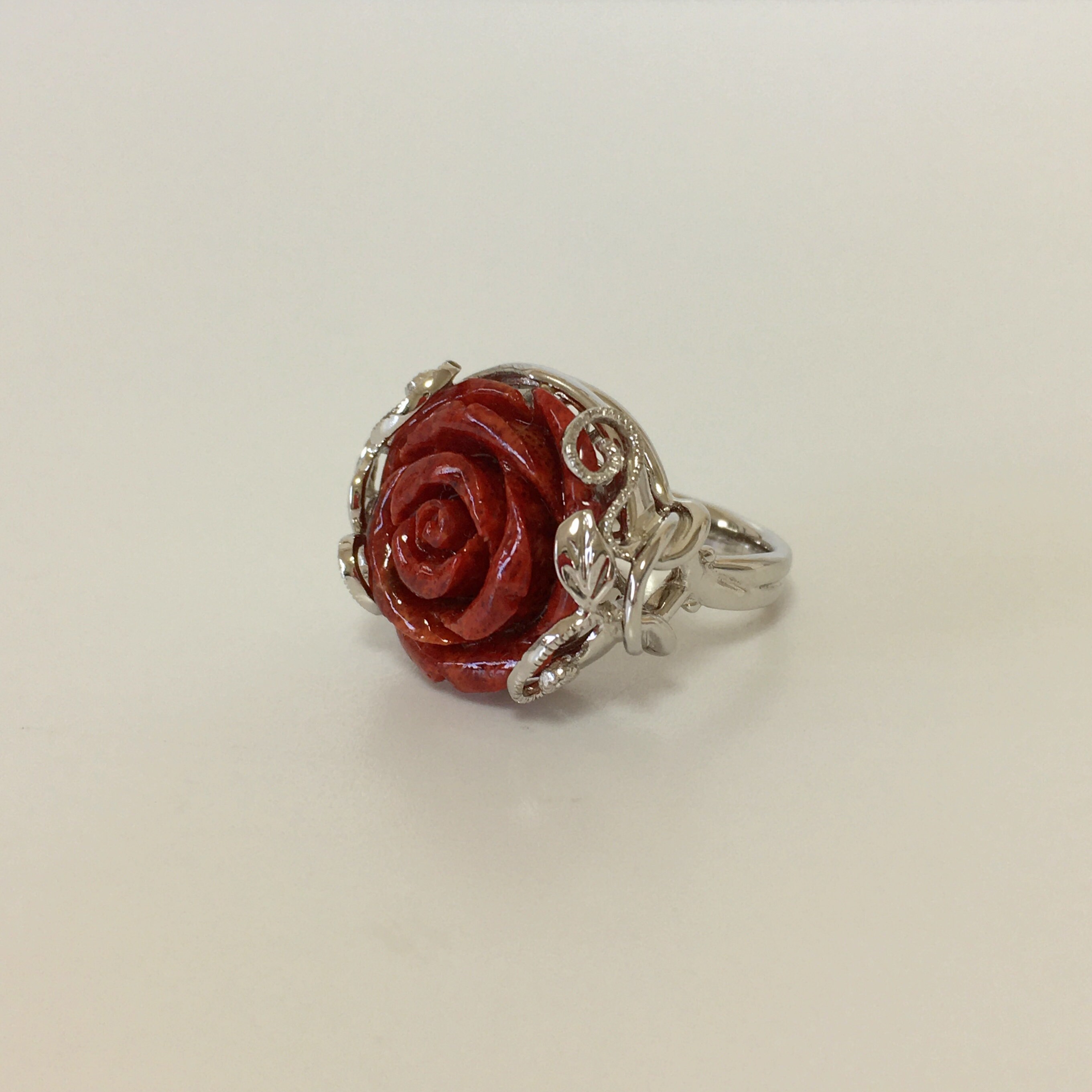 Natural Sponge Coral Rose Silver Ring Size is Jp 11 US 6 UK | Etsy