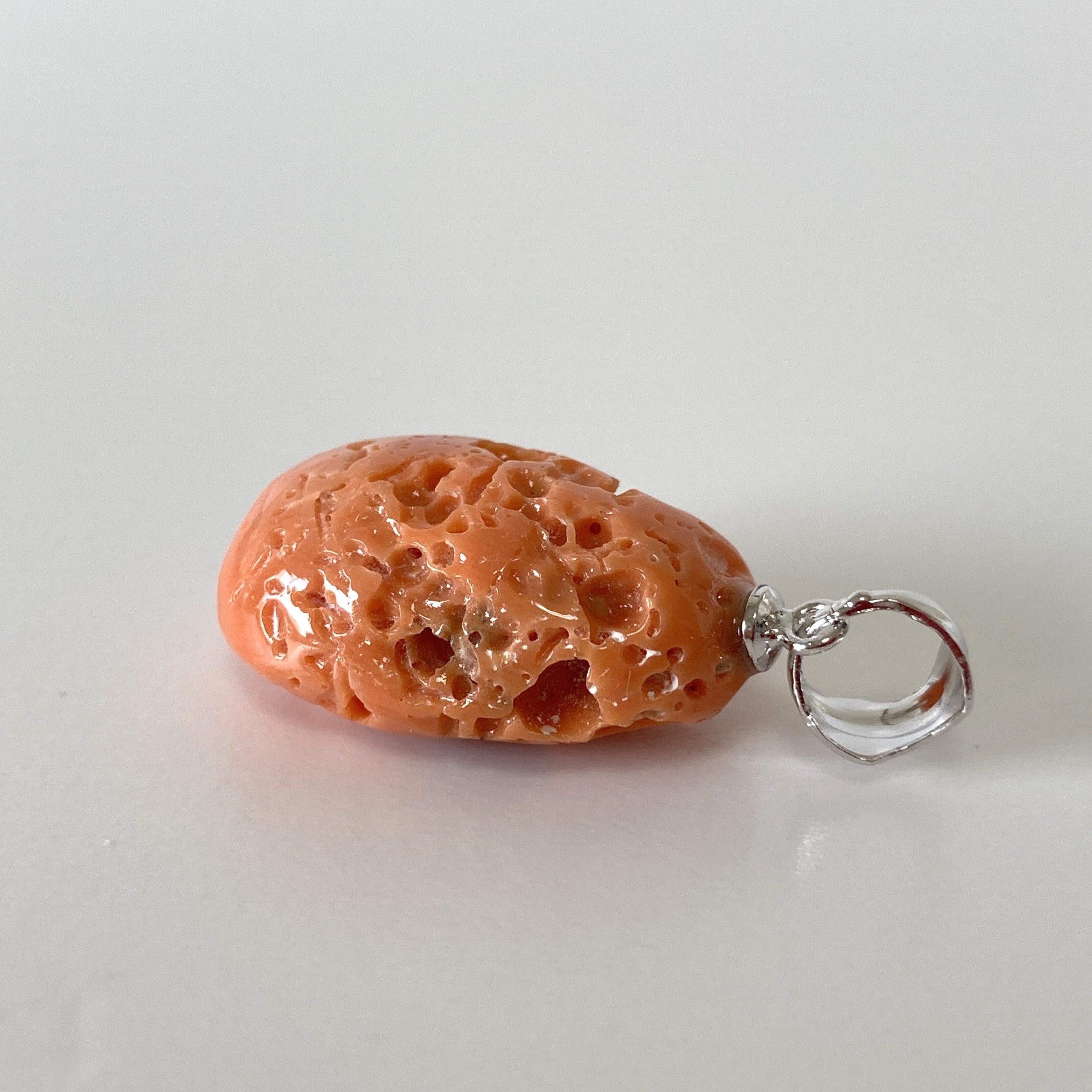 Genuine Momo Coral Pendant Oval Shaped Natural Orange Color | Etsy