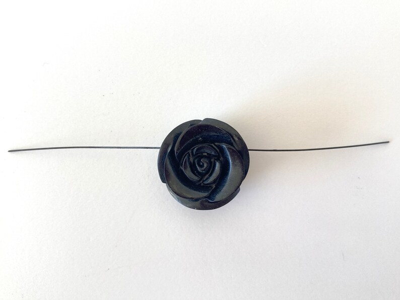 Jet Rose Carving Loose 20mm Diameter With Off-center Drilled - Etsy