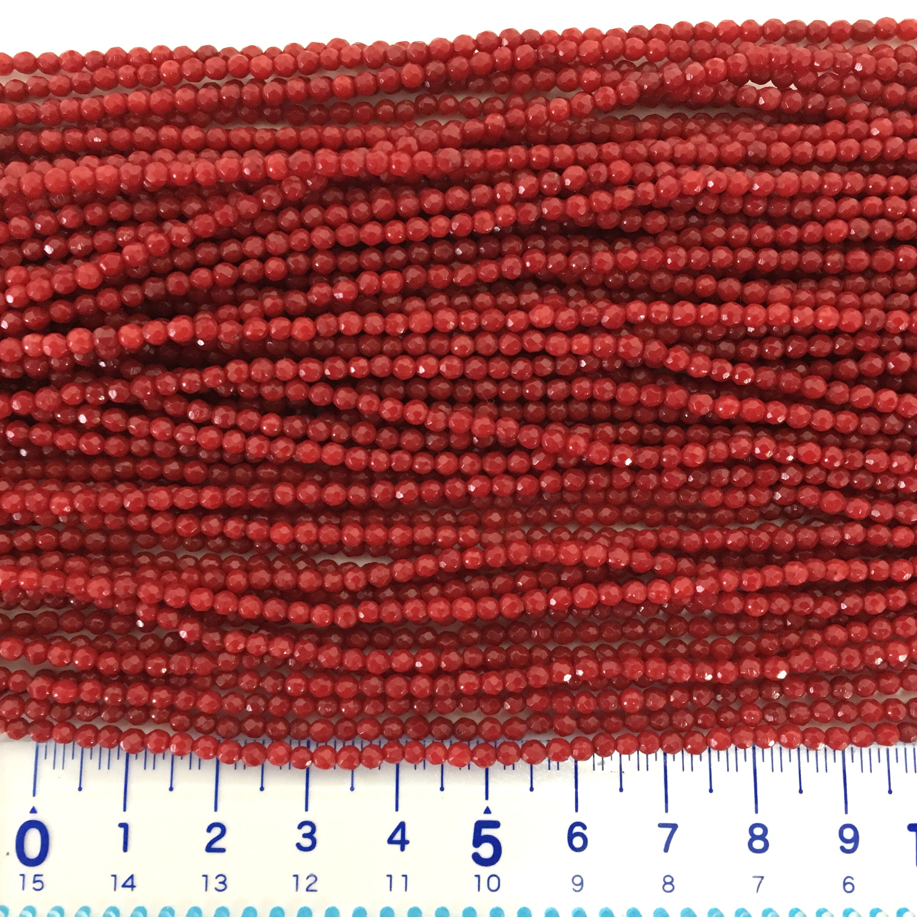 Red bamboo coral 2.5-3mm faceted beads strands cut beads | Etsy