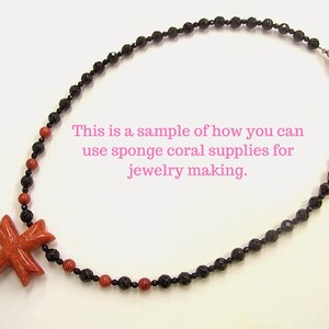 Natural Sponge Coral Cross Loose 37x32mm, Apple Coral Cross Loose, for ...