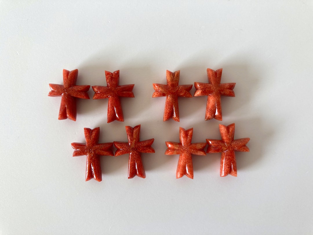 Natural Sponge Coral Cross Loose Pair 19x15mm Apple Coral - Etsy