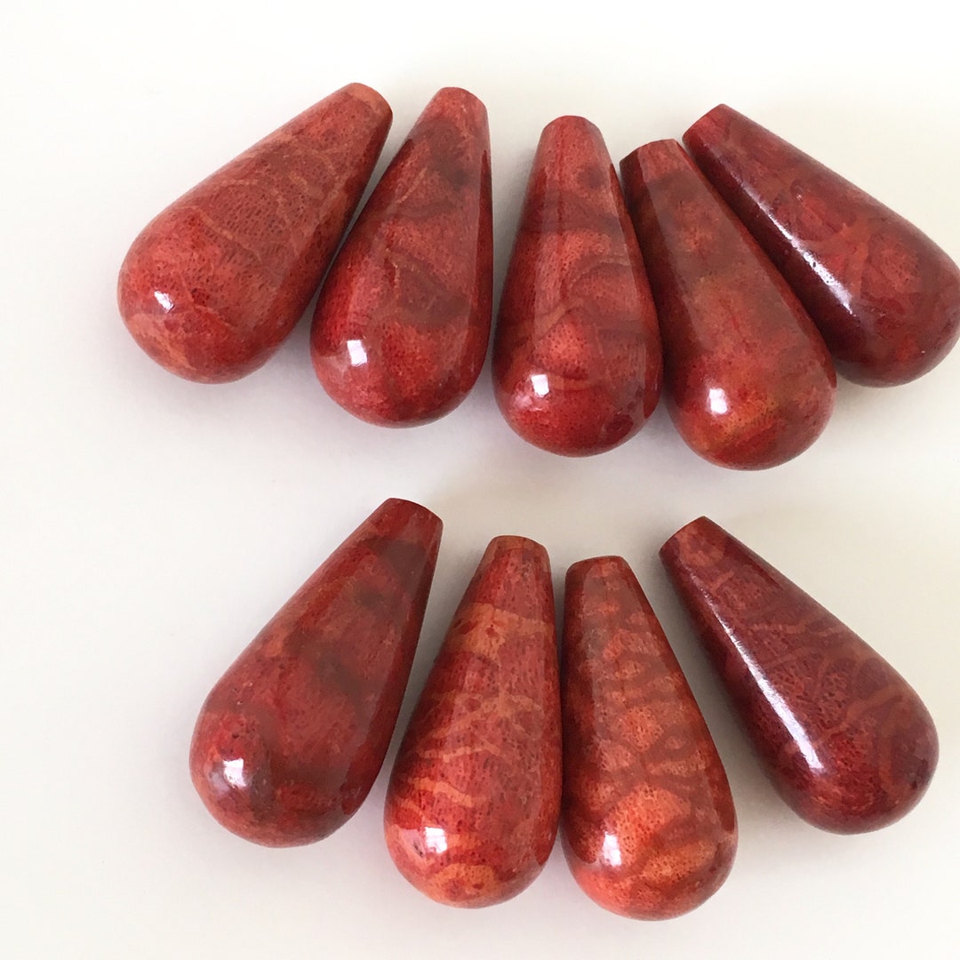 Natural Sponge Coral Drop Loose 15 X 32mm, Apple Coral Drop Loose, for ...