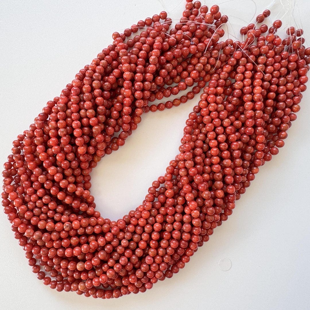 Sponge Coral Strand: 4.5-5mm Apple Coral Beads, 15.7", Red-deep Red ...
