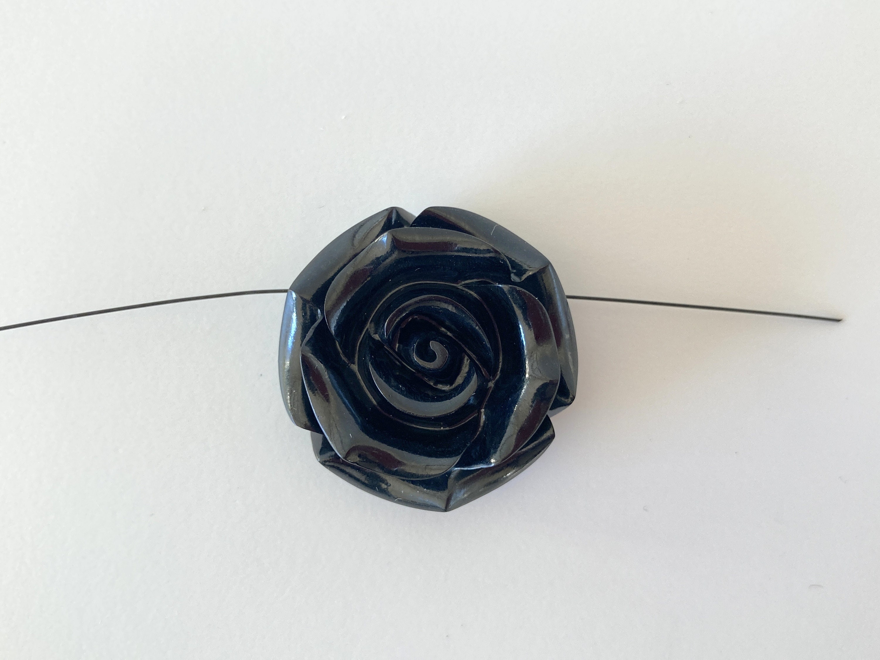 Jet Rose Carving Loose 30mm Diameter With Off-center Drilled - Etsy