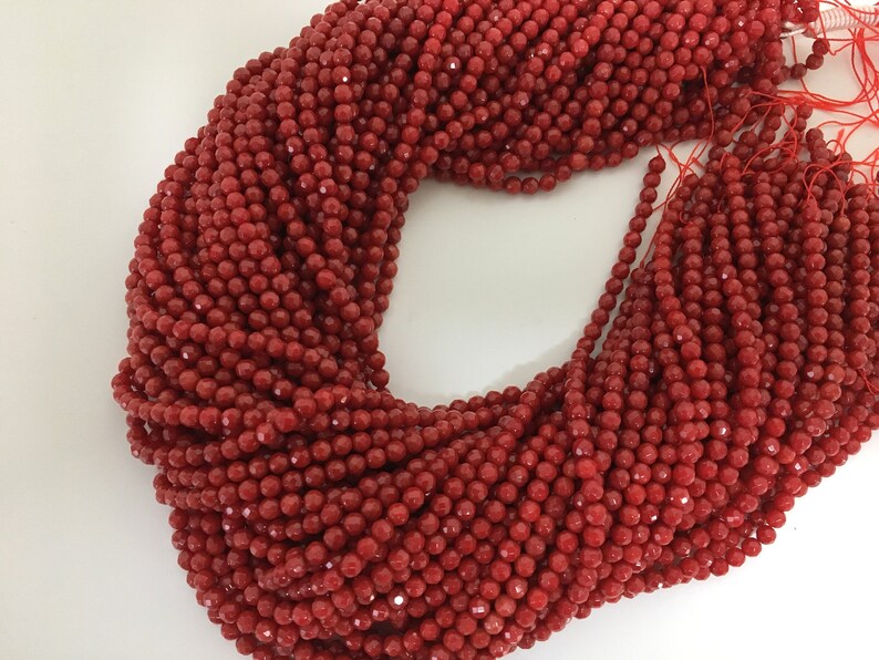 Red Bamboo Coral 4mm Faceted Beads Strands Cut Beads Strands - Etsy