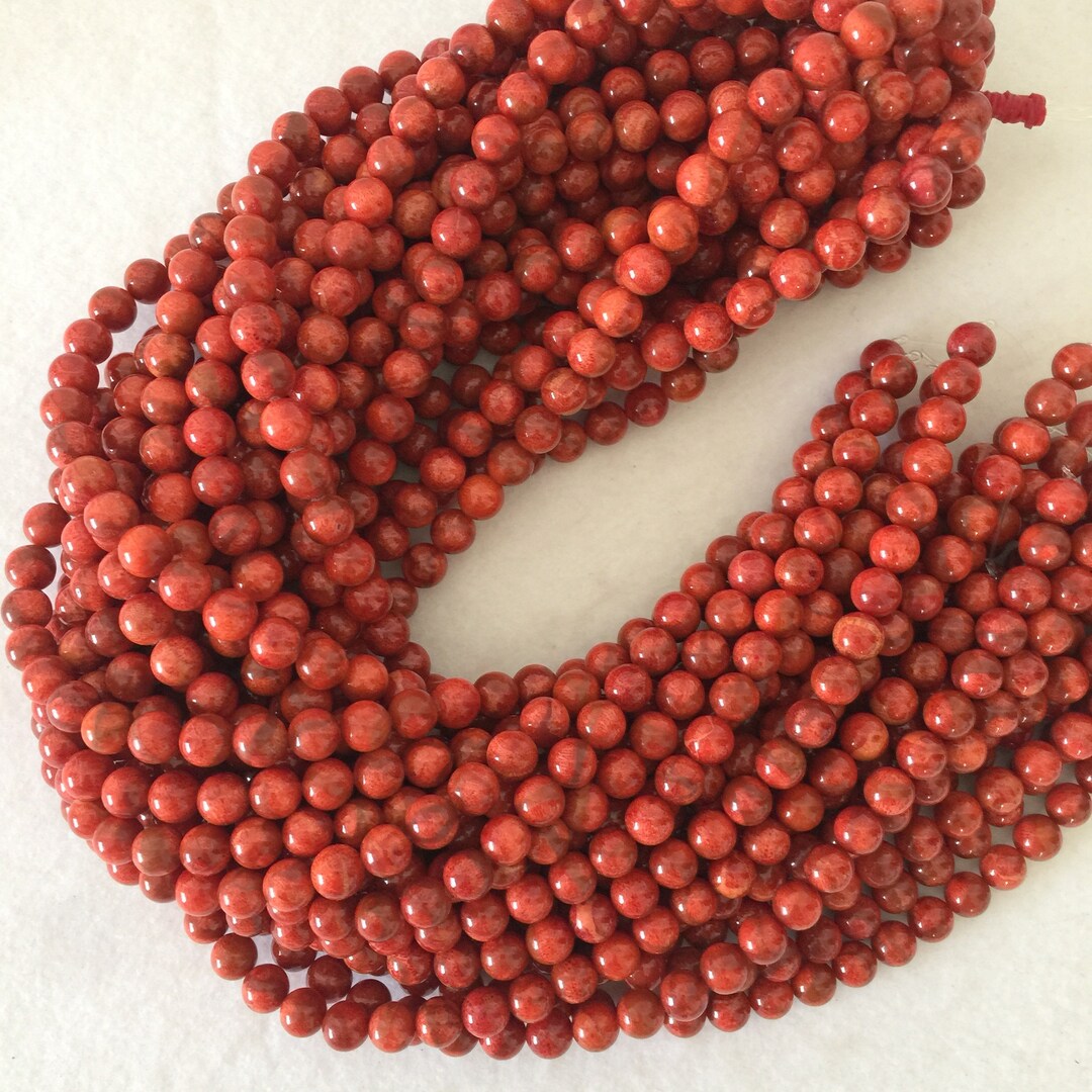 Sponge Coral Strand: 8-8.5mm Apple Coral Beads, 15.7", Red-bright Red ...