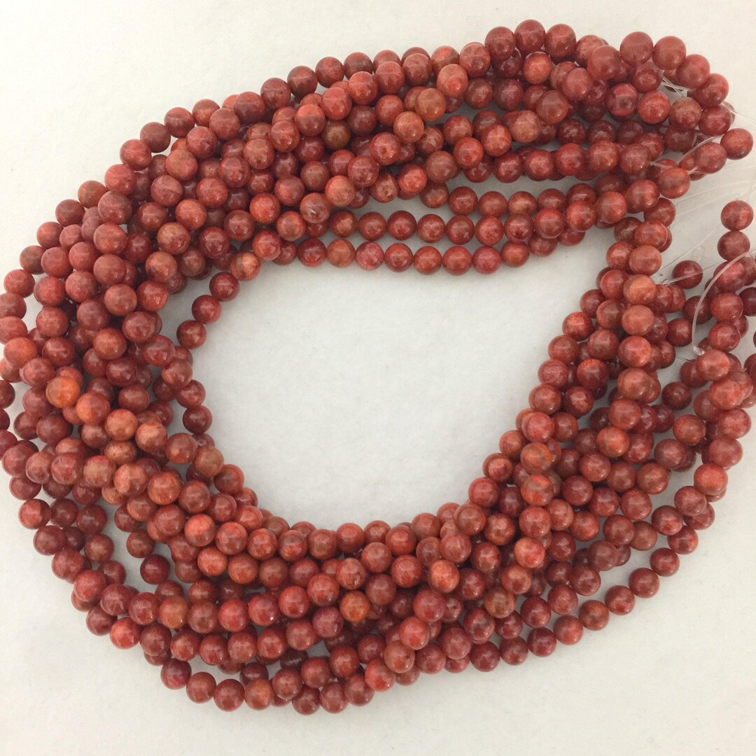 Sponge Coral Strand: 7-7.5mm C Color (red-bright Red) Apple Coral Beads ...