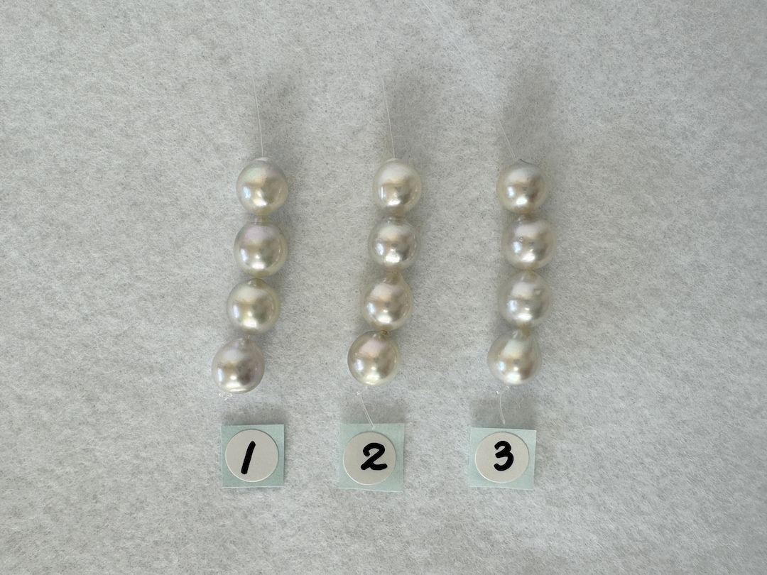 Japanese Blue/silver natural Color Akoya Pearl Beads, 7.5-8mm, Mini ...