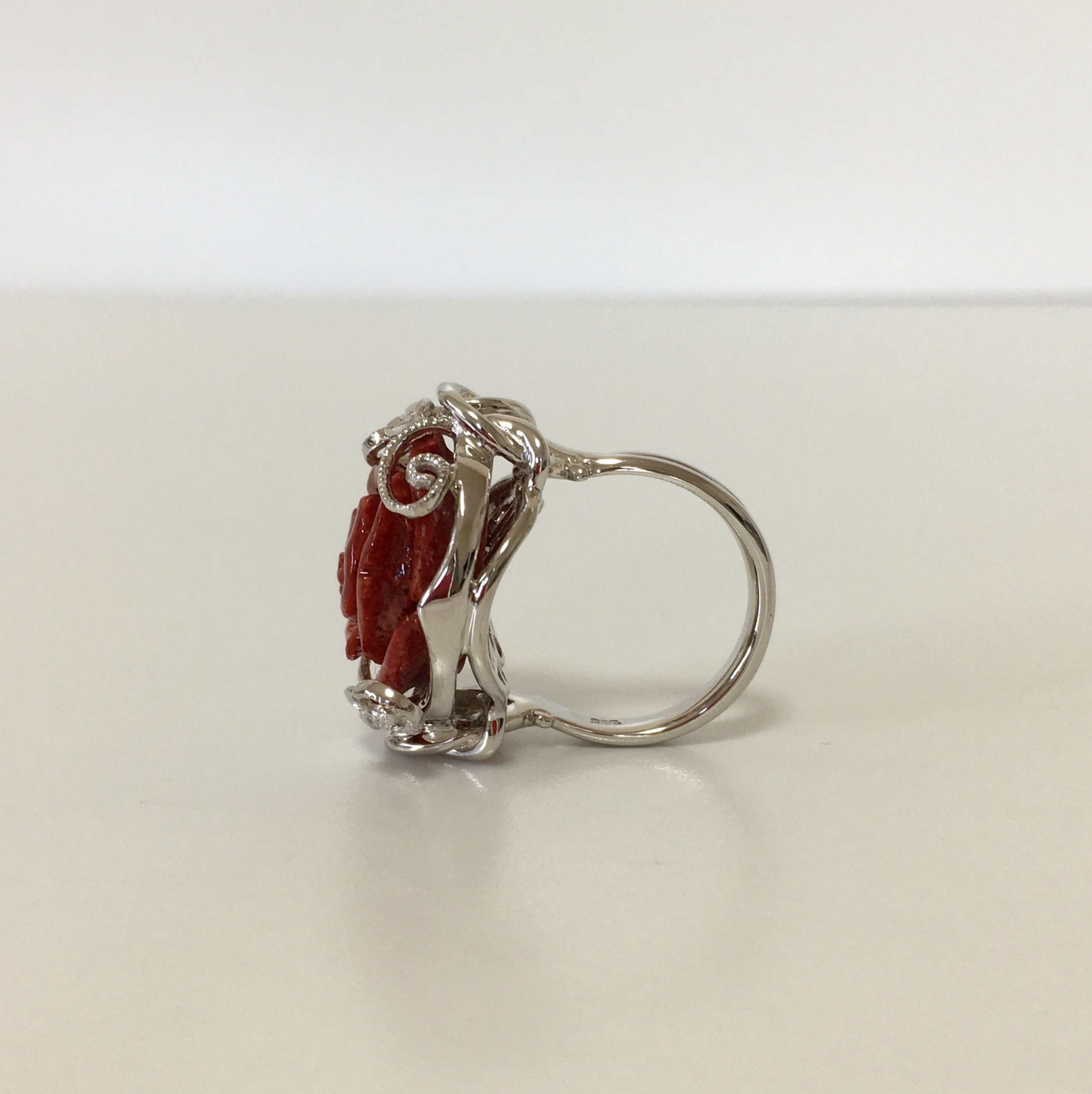 Natural Sponge Coral Rose Silver Ring Size is Jp 11 US 6 UK | Etsy