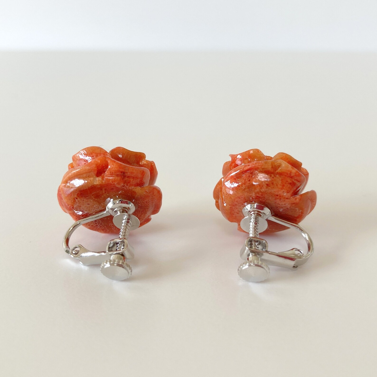 Sponge Coral 18mm Rose Stud Earring or Screw Clip Earring | Etsy